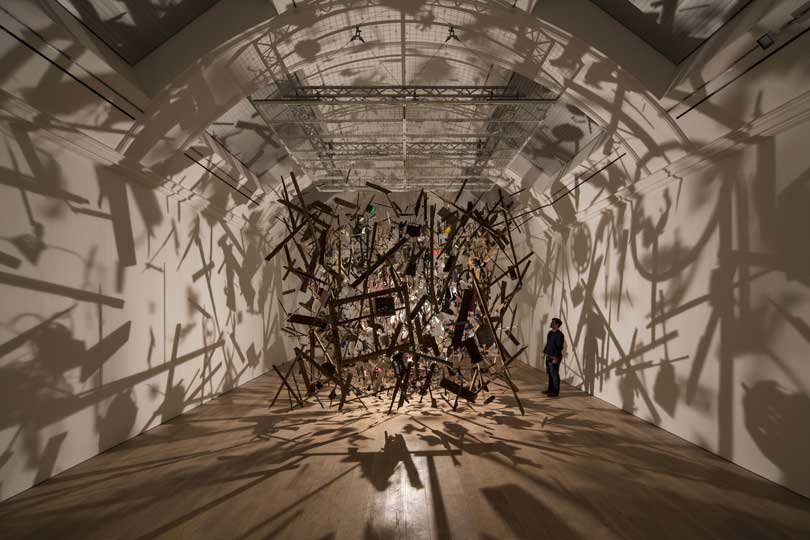 ‘Cold Dark Matter: An Exploded View’ (1991), Cornelia Parker. Photo: David Levene | Apollo Magazine